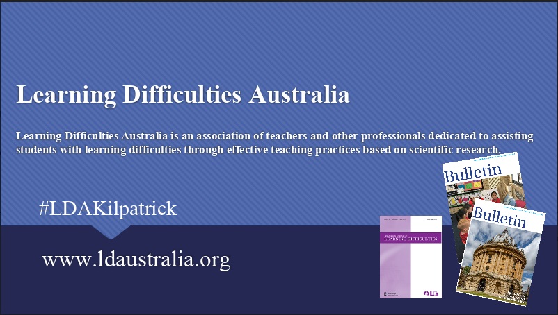 » Last chance to register for LDA’s David Kilpatrick seminars