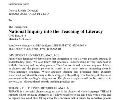 » THRASS: the phonics of Whole Language